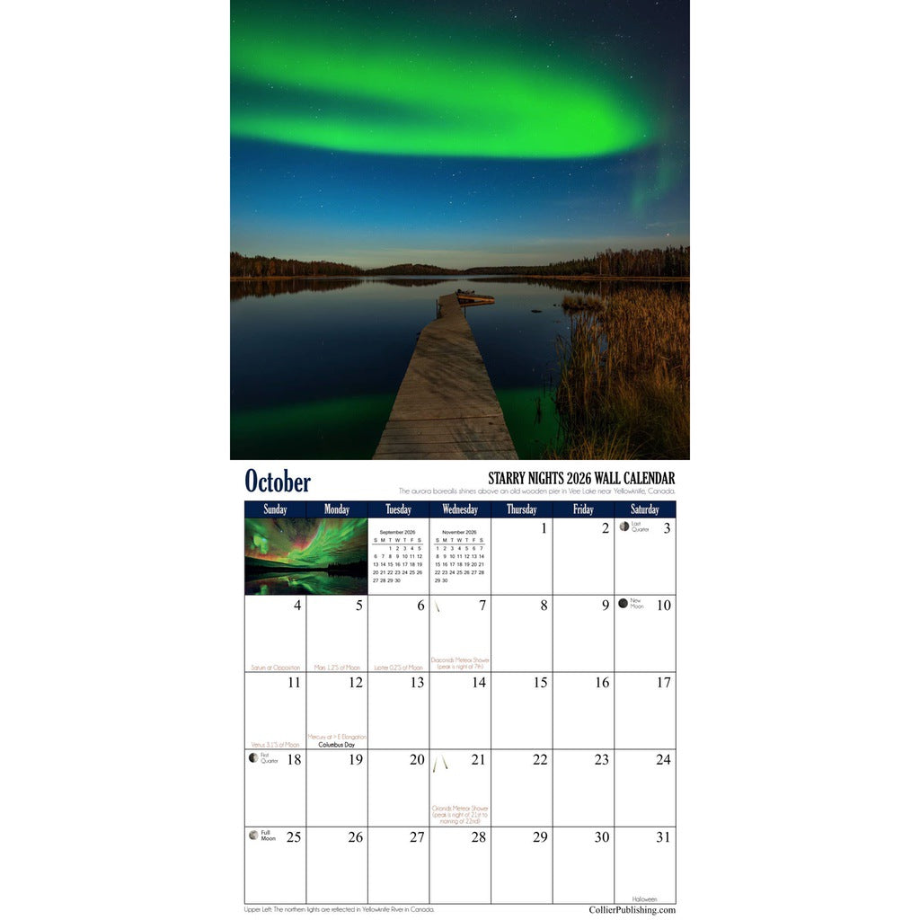 Starry Nights 2026 Astronomy Wall Calendar - Grant Collier Space Gift ...