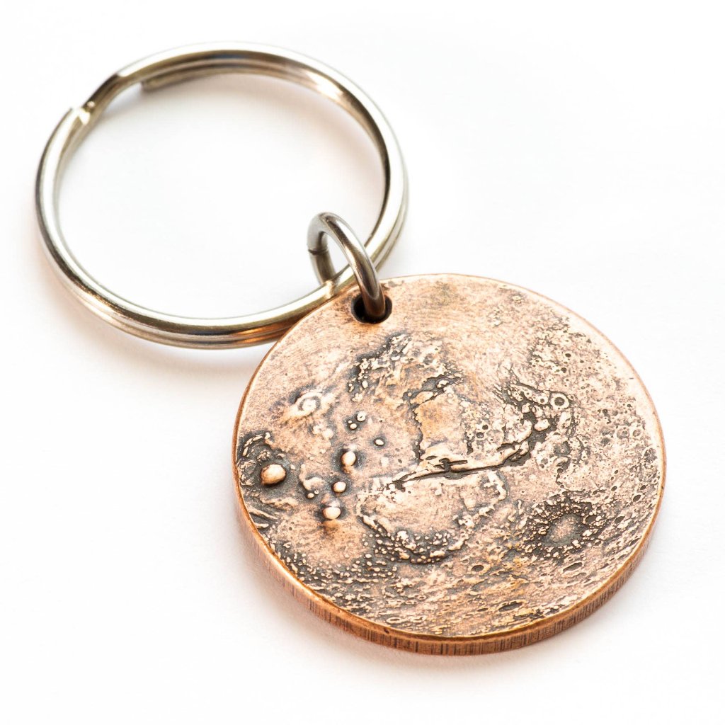 Solid Copper Mars Keychain, Double-Sided - Red Planet Coin Space Gift ...