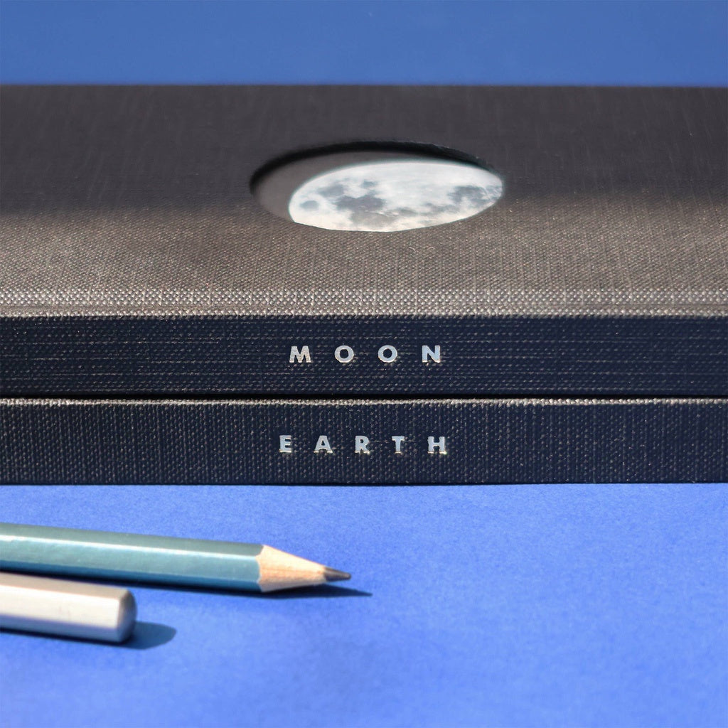 Moon & Earth Notebooks - Hardcover A6/A5 - Black & Gold - Space Gift ...