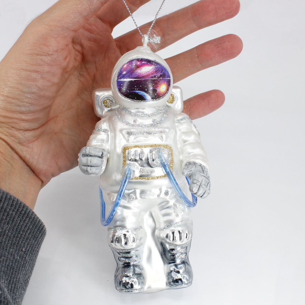 Astronaut Ornament - Glittery Glass Space Themed Christmas Ornament ...